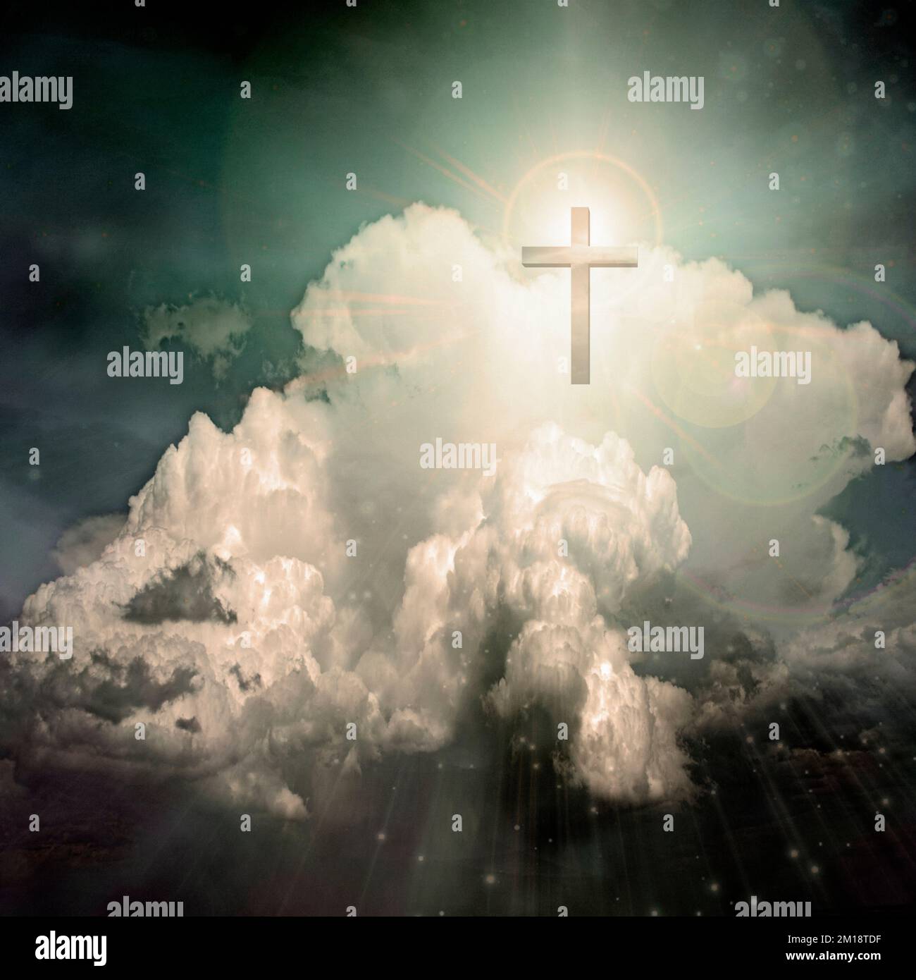 Cross in the sky. 3D rendering Stock Photo - Alamy