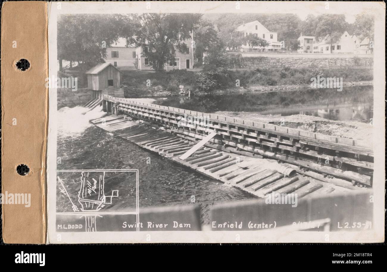 Swift River Dam (center), dam and gatehouse, Enfield, Mass., Aug. 17 ...