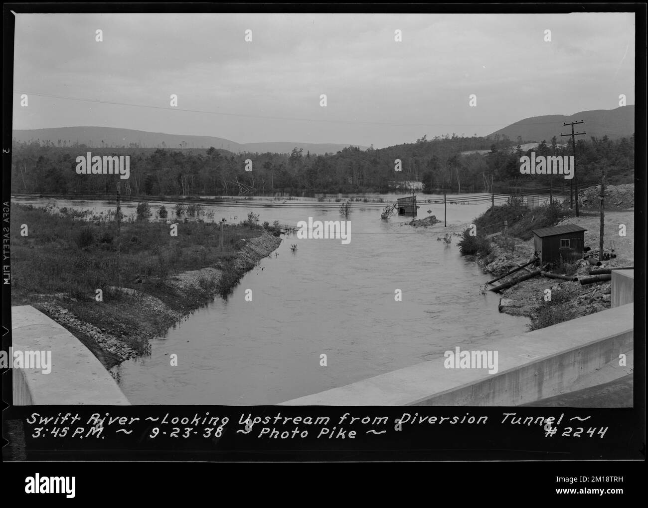 Swift River, flood photo, looking upstream from diversion tunnel, Mass ...