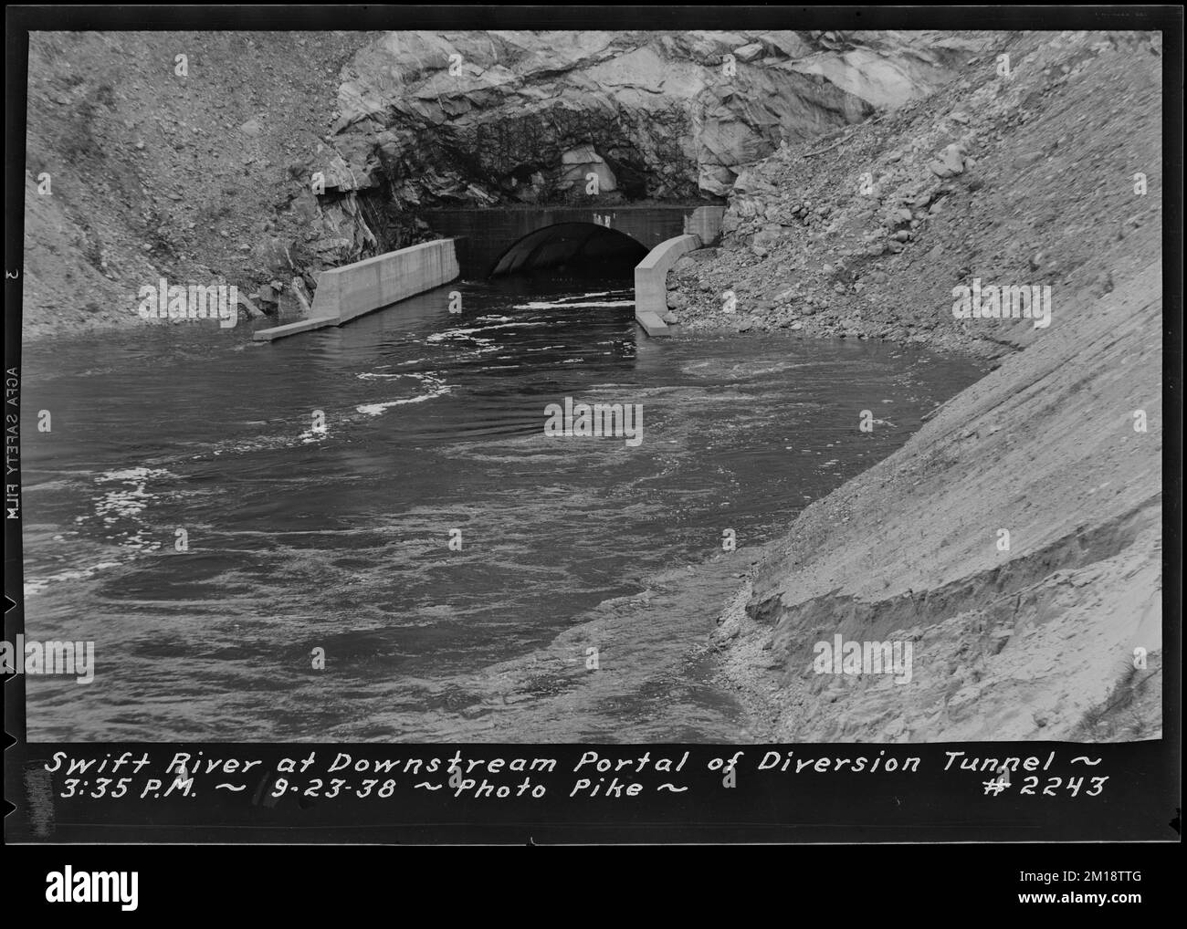 Swift River, flood photo, at downstream portal of diversion tunnel ...