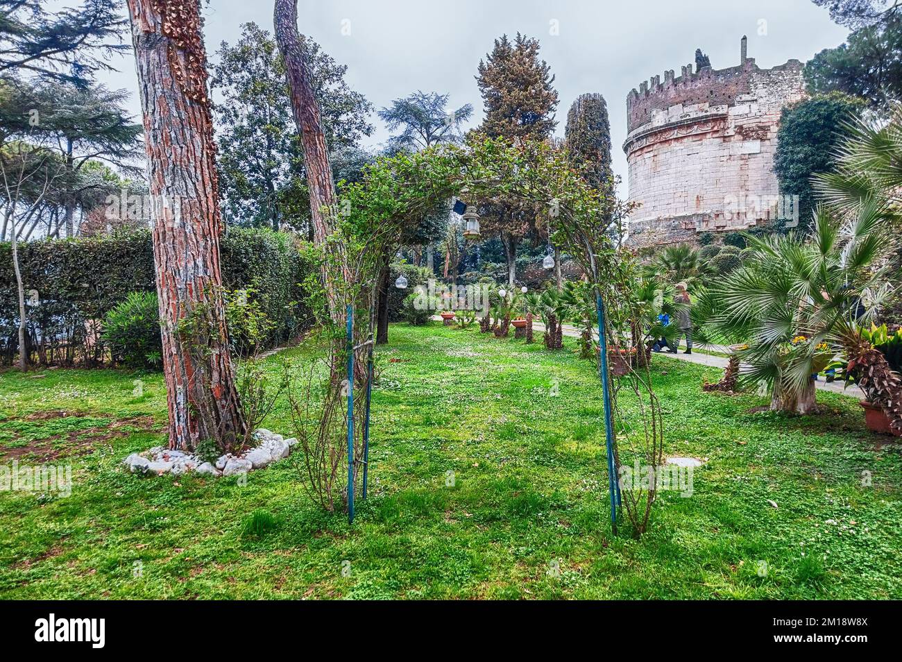 Walking in Via Appia Antica aka Ancient Appian Way, historic road in ...