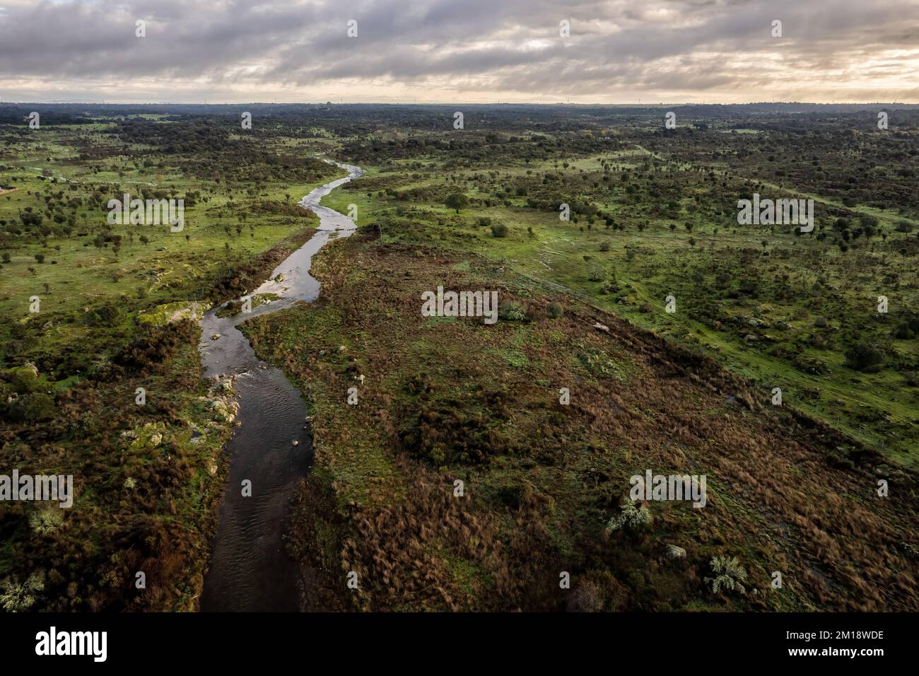 Aerial view in with stream Stock Photo - Alamy