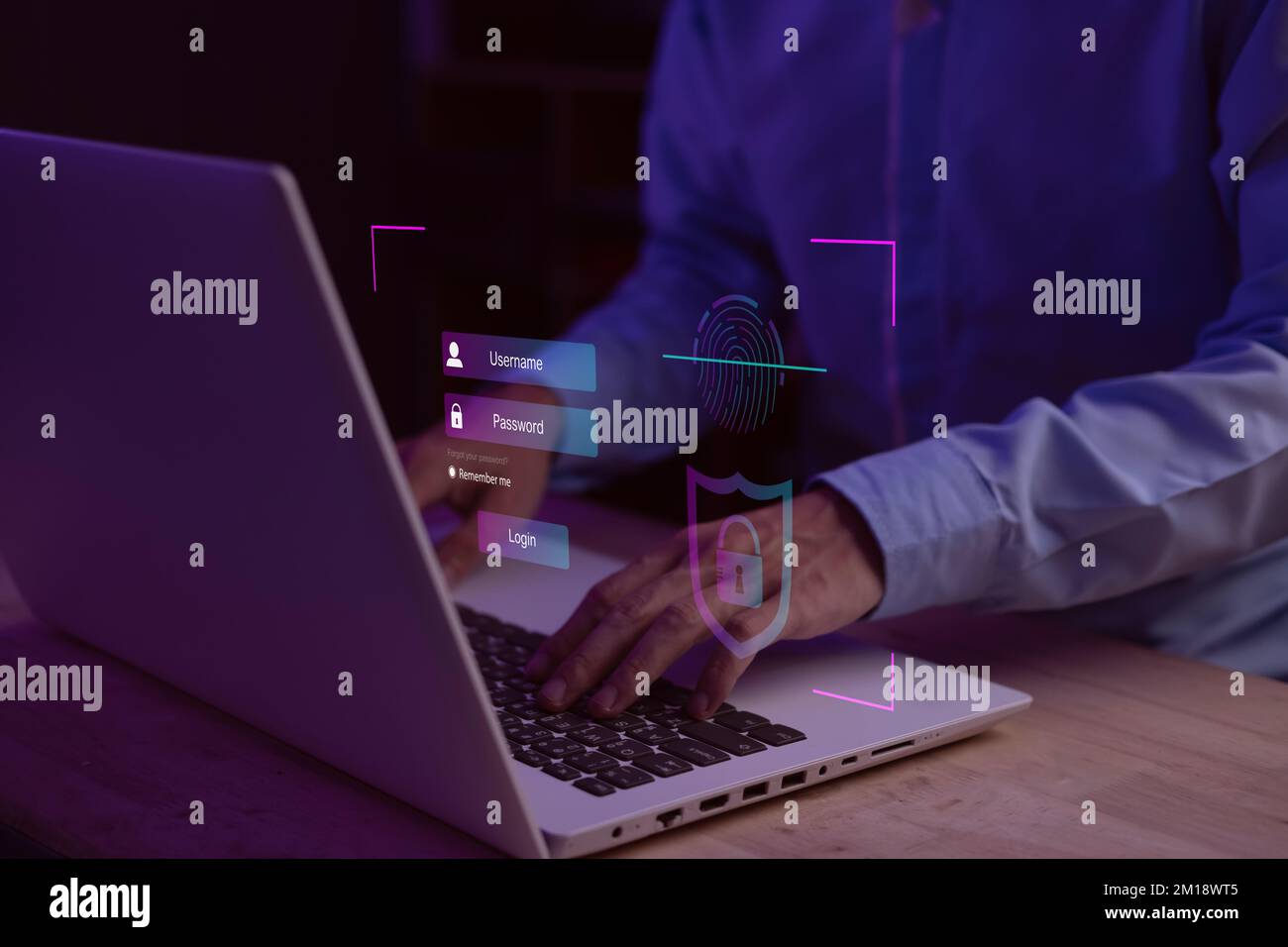 Username and password (Login) with biometric identification fingerprint ...