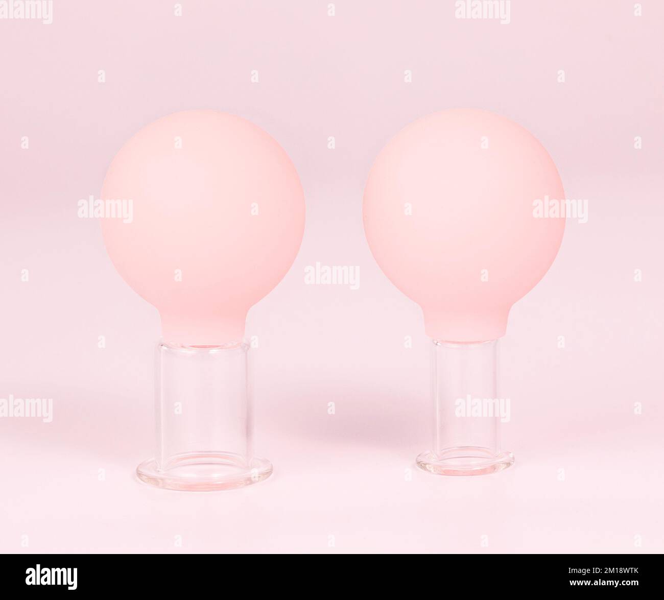 Glass jars for face vacuum massage. Cosmetology and face fitness ...