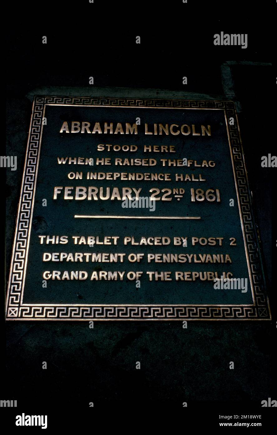 Tablet marking spot where Abraham Lincoln raised the flag on ...