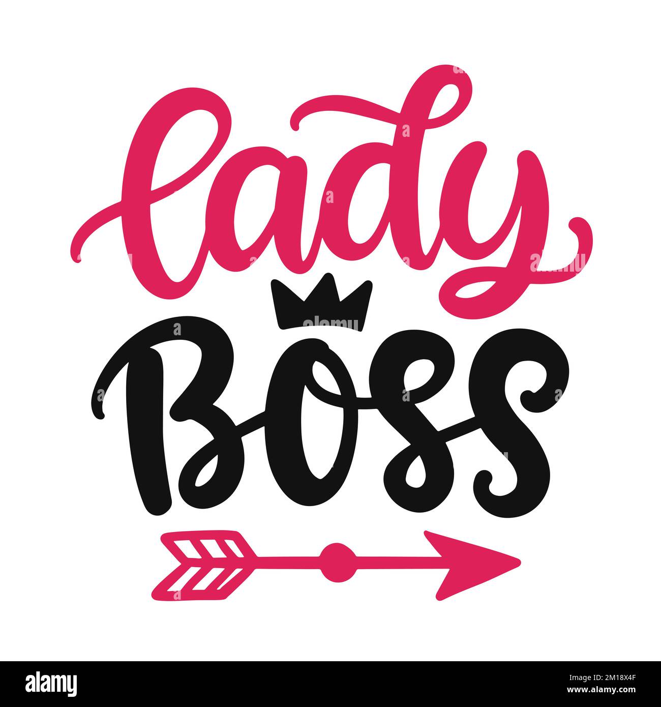 Girl boss card. Cute handwritten typography lettering with crown Stock ...