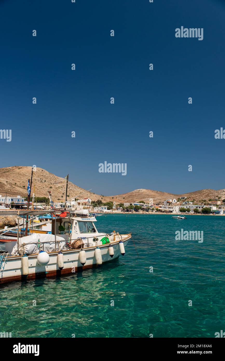 Boats at Pserimos harbour in Greece Stock Photo - Alamy