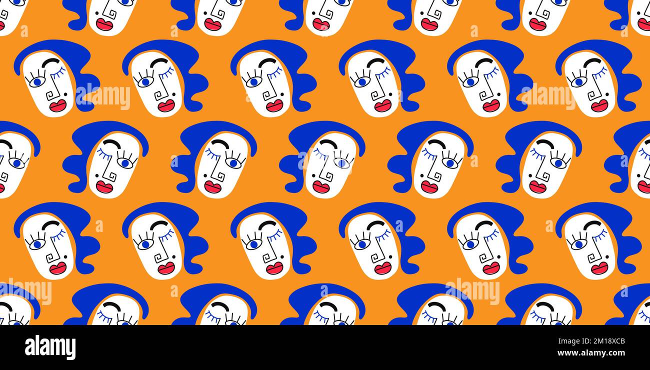 Woman Face Portrait Seamless Pattern Stock Vector Image & Art - Alamy