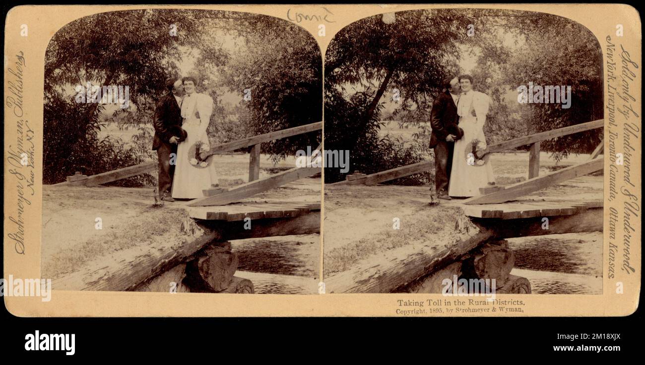 Taking toll in the rural districts , Couples, Pedestrian bridges Stock ...