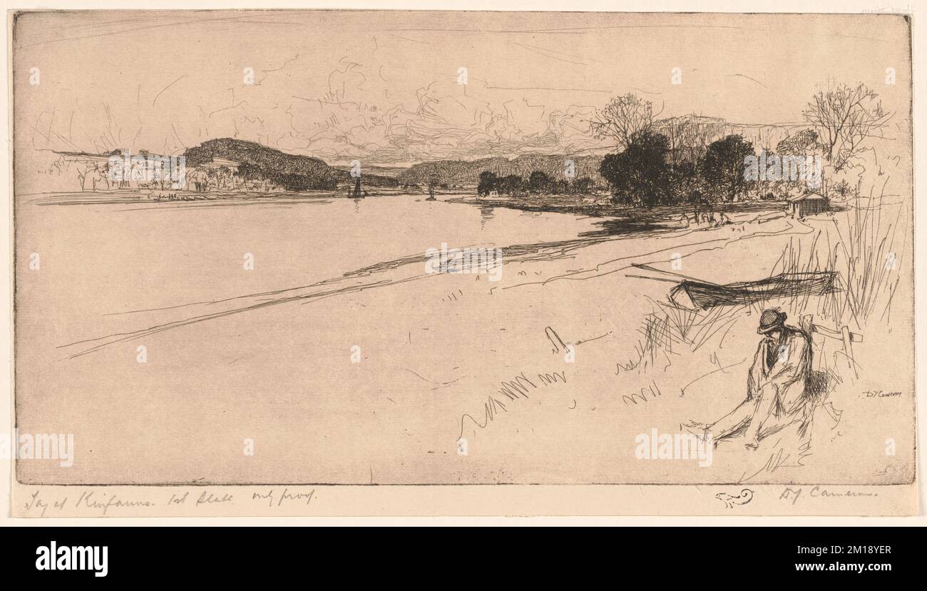 The Tay at Kinfauns , Rivers. Sir David Young Cameron (1865-1945 ...