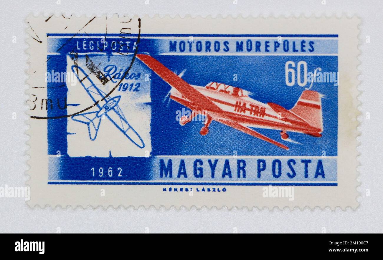 Photo of a Hungarian postage stamp Zlin Z-226 Trener 6 HA-TRN and Rakos ...