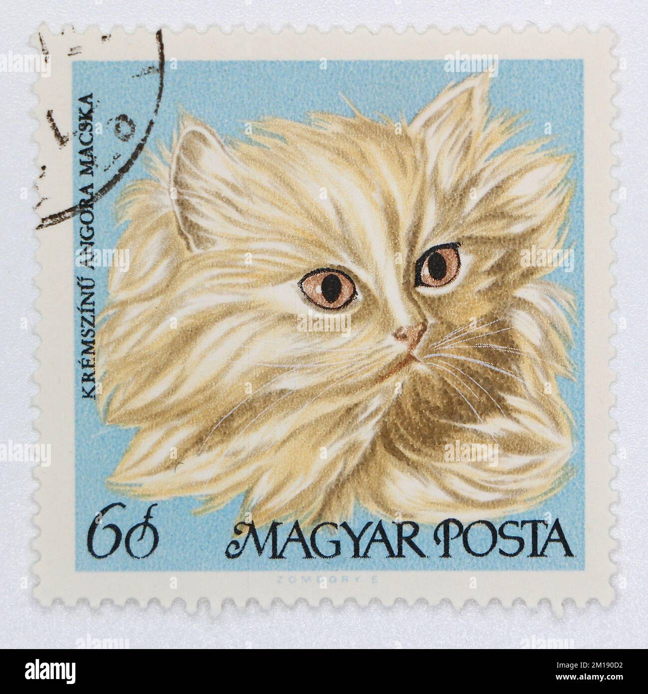 Photo of a postage stamp from Hungary Cream Persian Felis silvestris ...