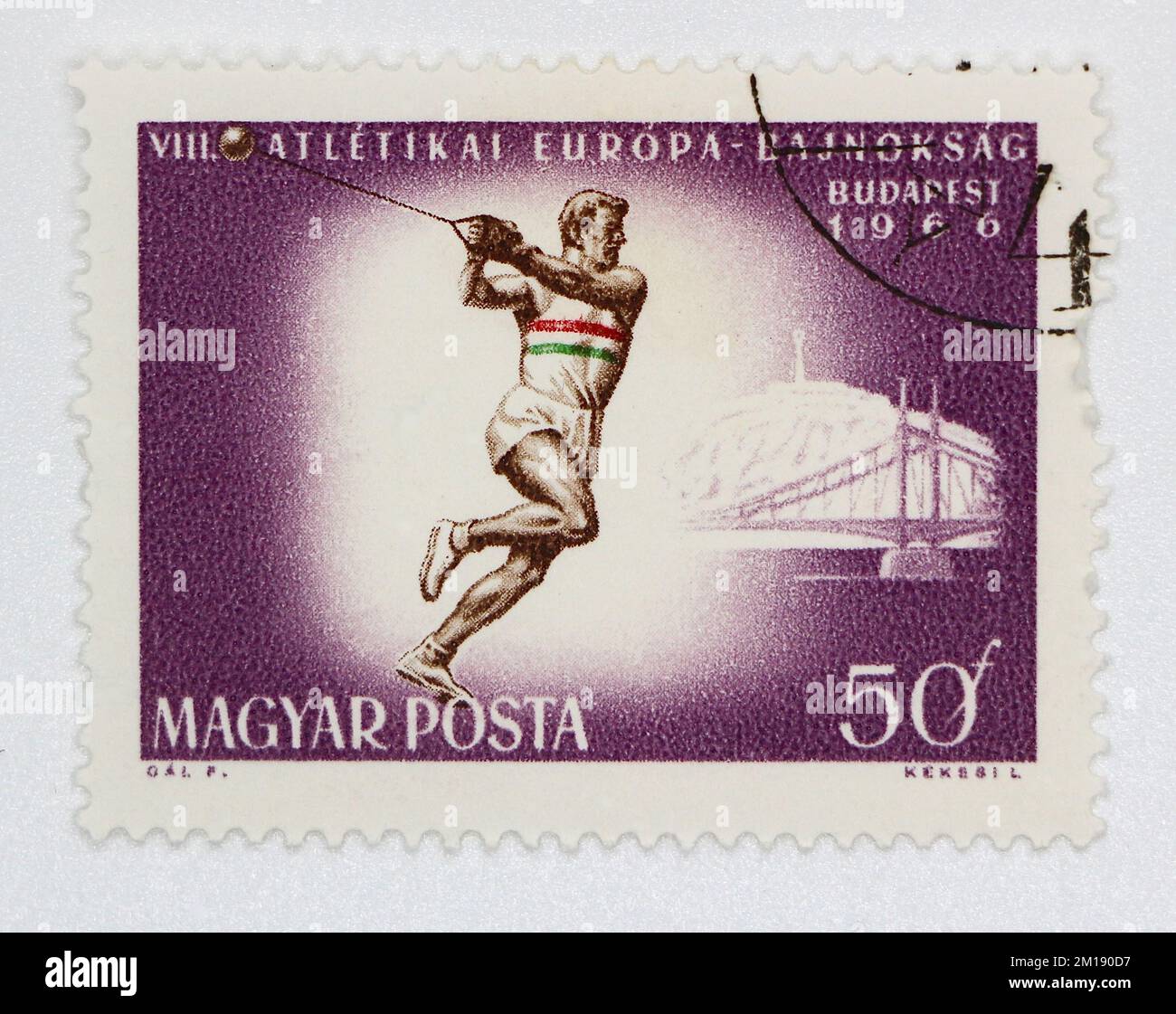 Photo of a postage stamp from Hungary Hammer throw and Széchenyi Chain ...