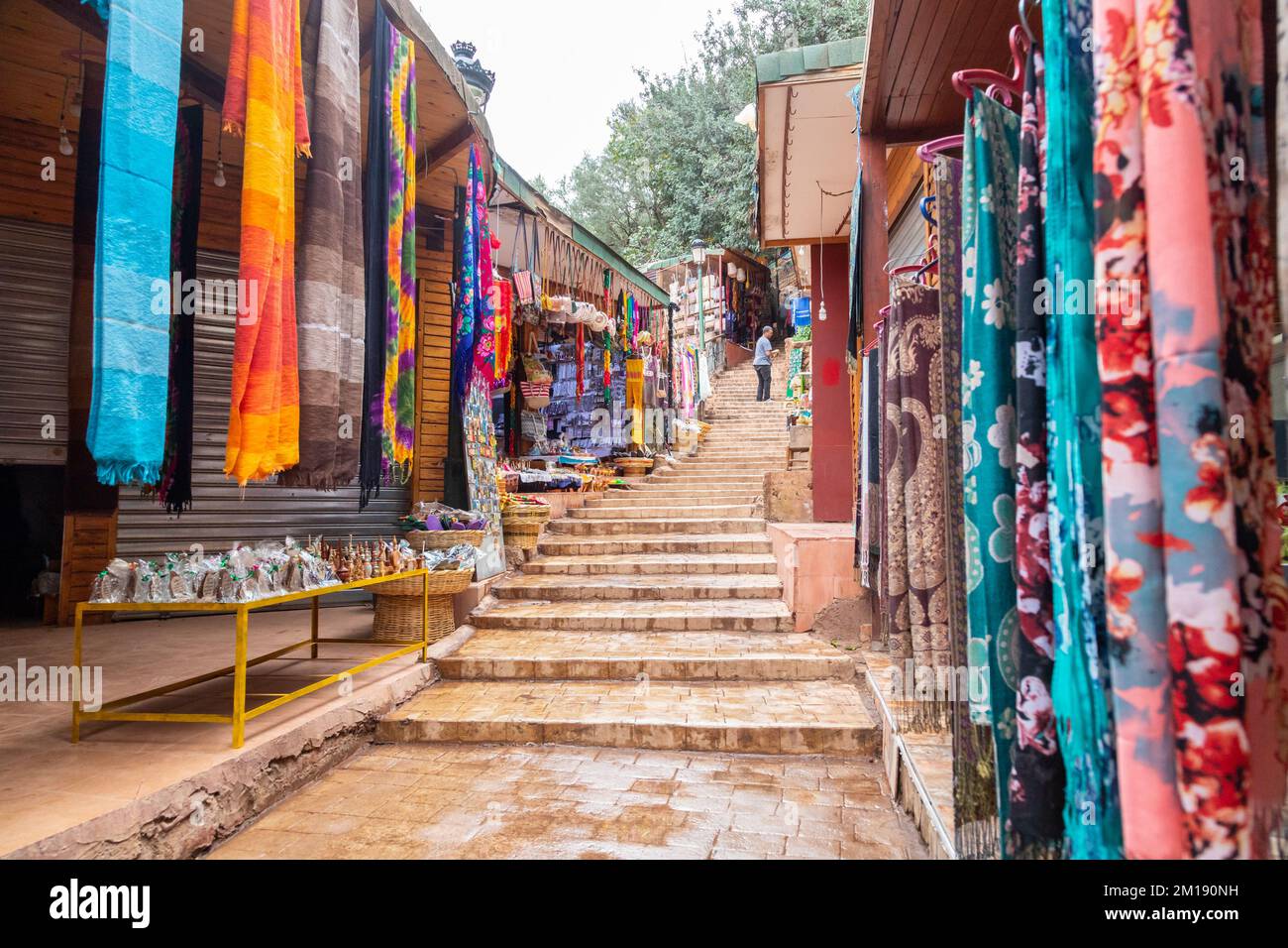 OUZOUD WATERFALLS, MOROCCO - 1ST NOV 22: The outside of shops lining a ...