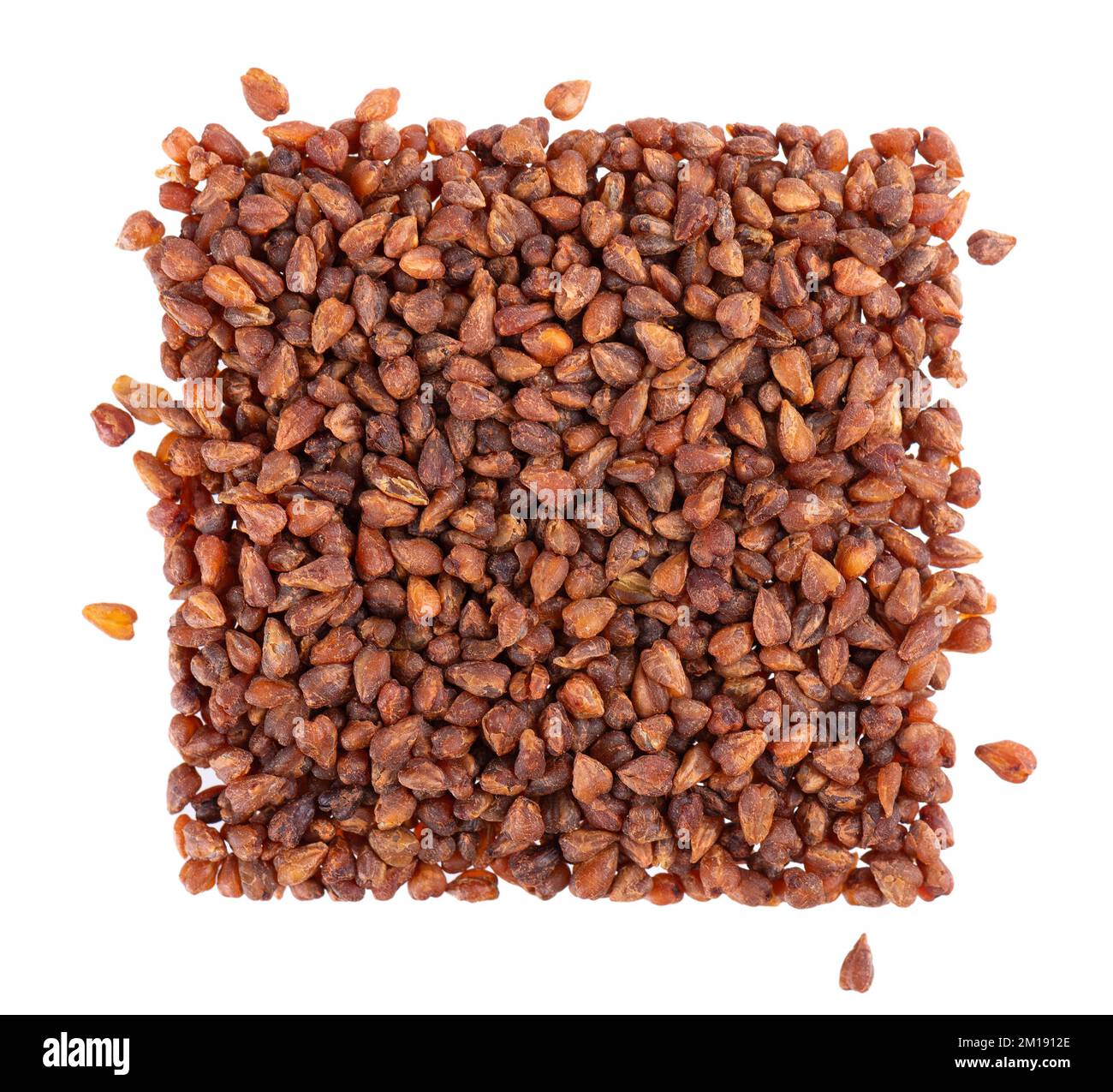 Buckwheat tea isolated on white background. Whole roasted buckwheat ...