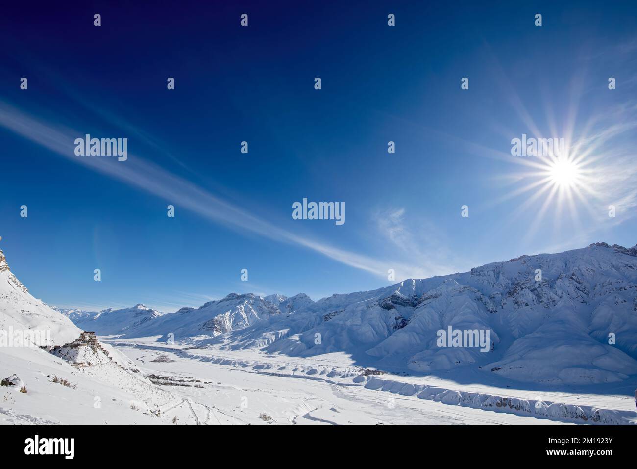 Spiti Valley, Kee Monastery, Snow covered mountains, Spiti river ...