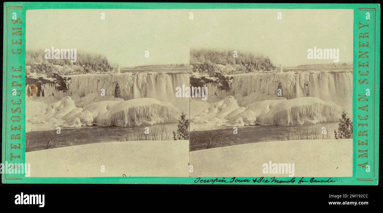 Terrapin tower and ice mounds from the Canada side , Snow, Icicles ...