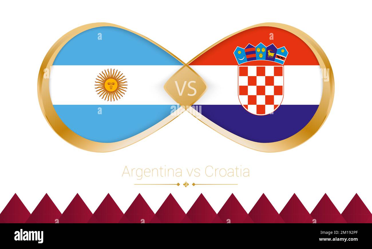 Argentina versus Croatia golden icon for Football 2022 match, Semi ...