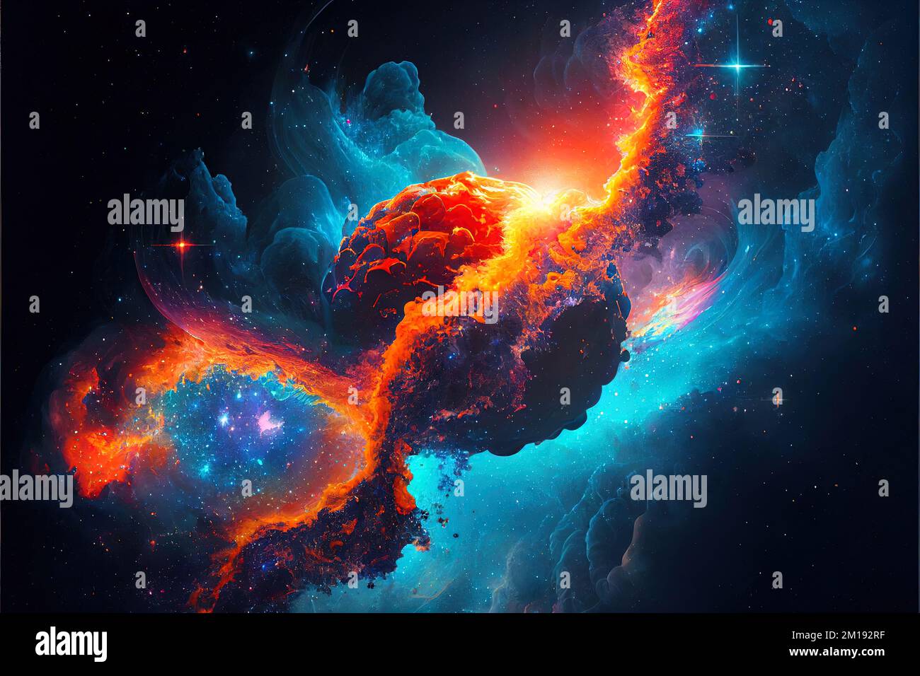fantastic space landscape with planets and constellations of super ...