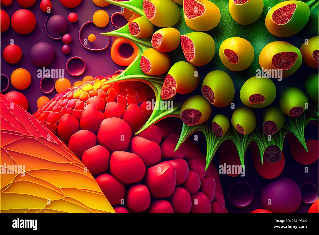 super bright fruits, abstract still life of fantastic fruits and ...