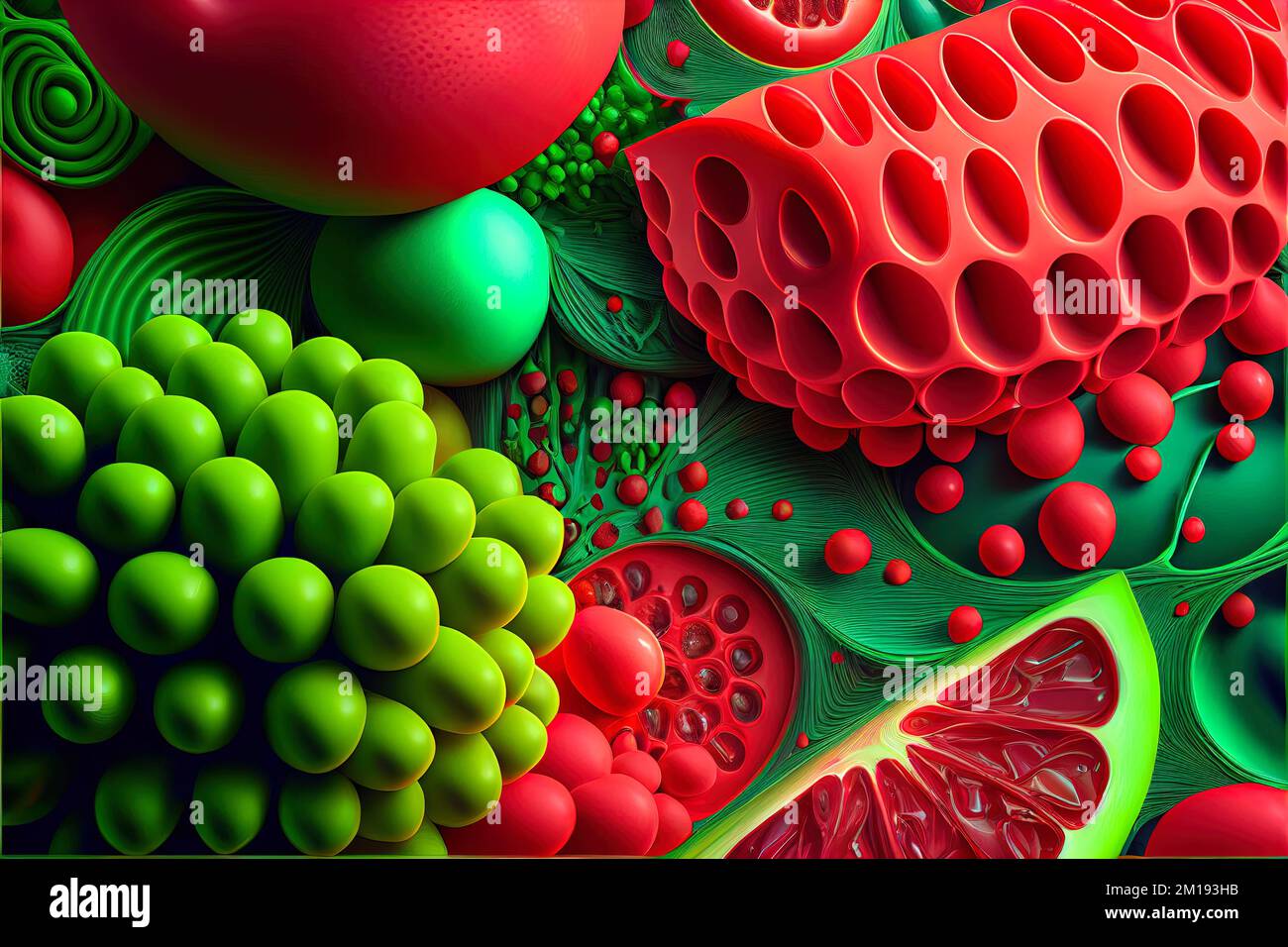 super bright fruits, abstract still life of fantastic fruits and ...