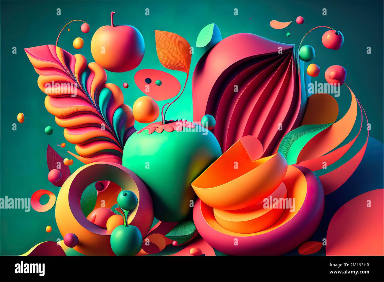 super bright fruits, abstract still life of fantastic fruits and ...