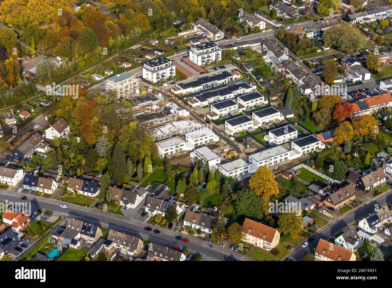 Aerial view, construction site with new building of the residential ...