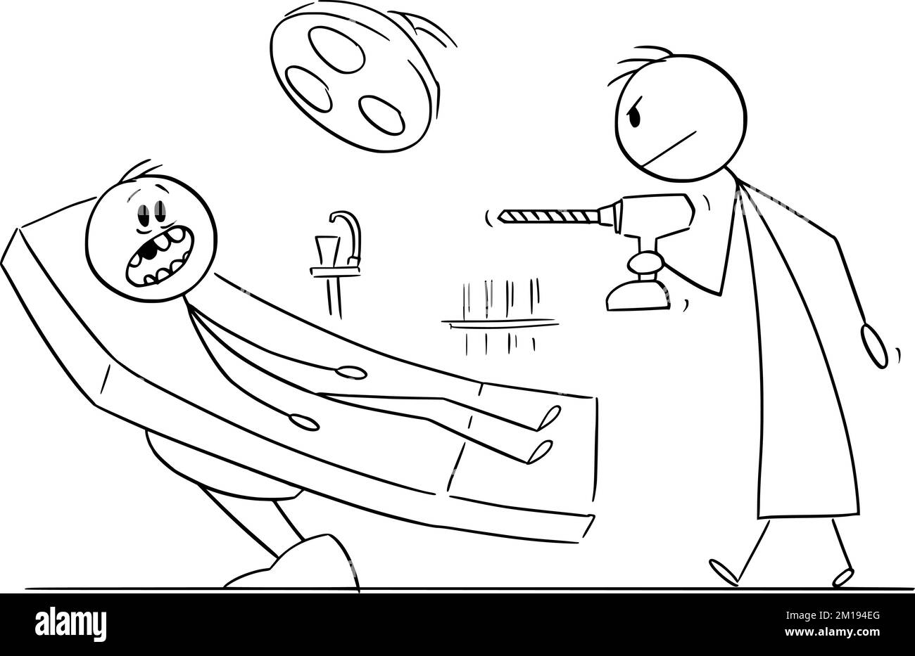 Person With Decayed Teeth at Dentistry, Vector Cartoon Stick Figure ...