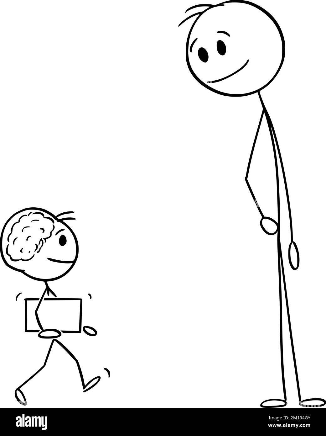 Parent or Teacher Looking at Brilliant Genius Child, Vector Cartoon ... Parent or Teacher Looking at Brilliant Genius Child, Vector Cartoon ...