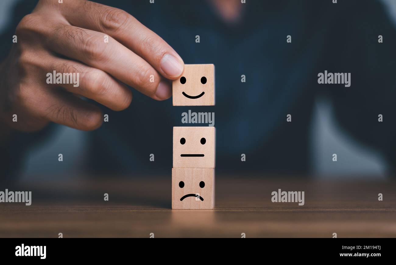Customer service evaluation and satisfaction survey concepts. Close-up ...