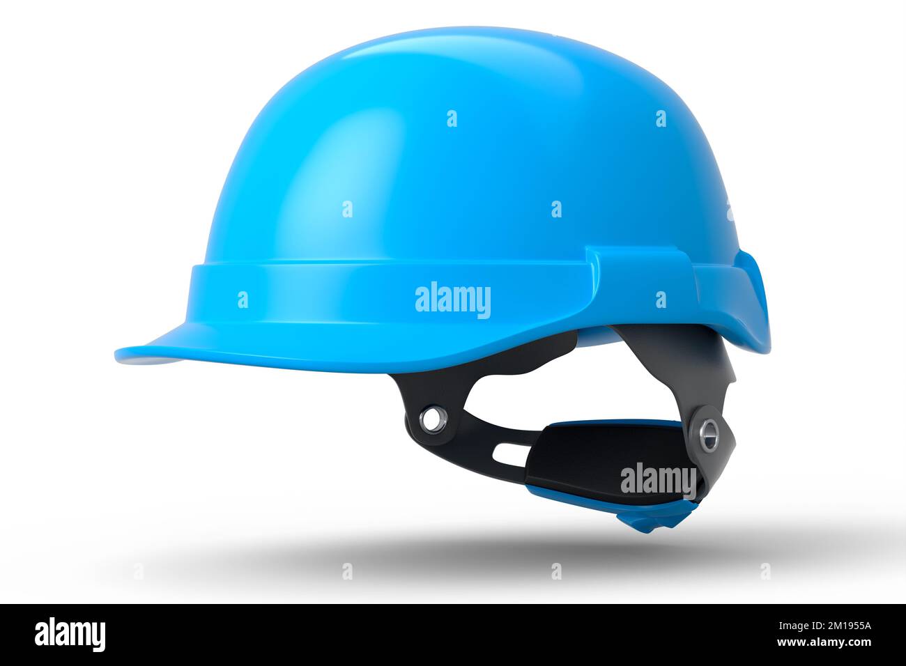 Blue safety helmet or hard cap isolated on white background. 3d render ...