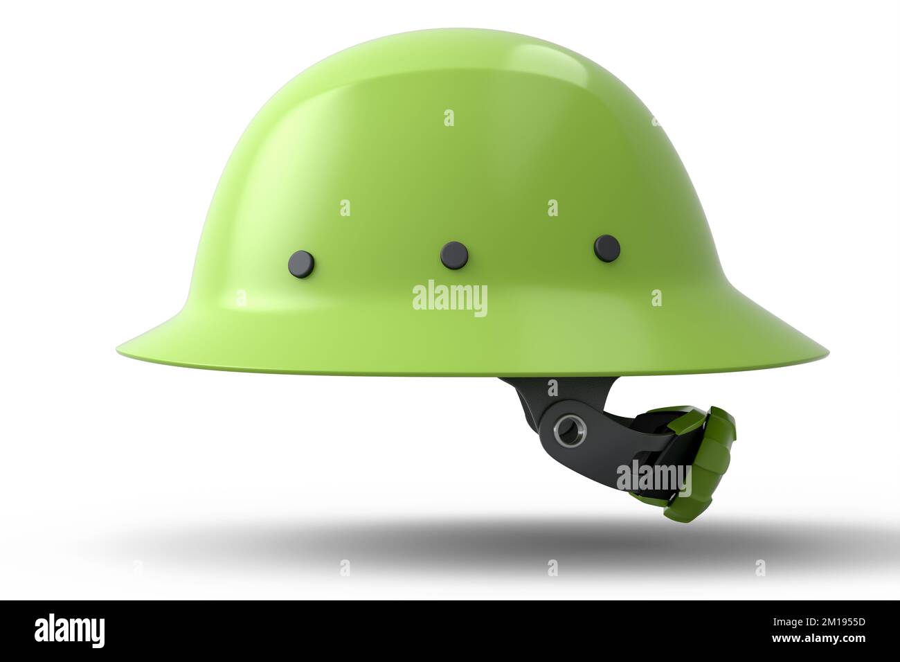 Green safety helmet or hard cap isolated on white background. 3d render ...