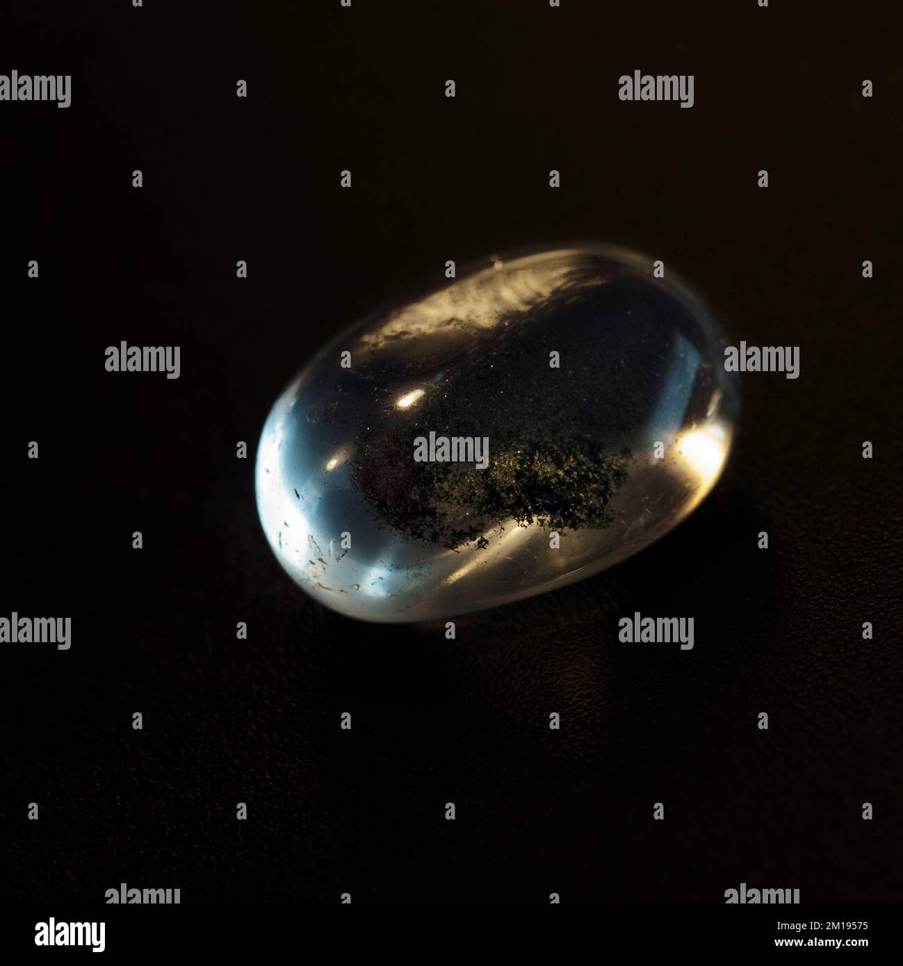 Macro close up colour photograph of 'Quartz with Chlorite' a semi ...