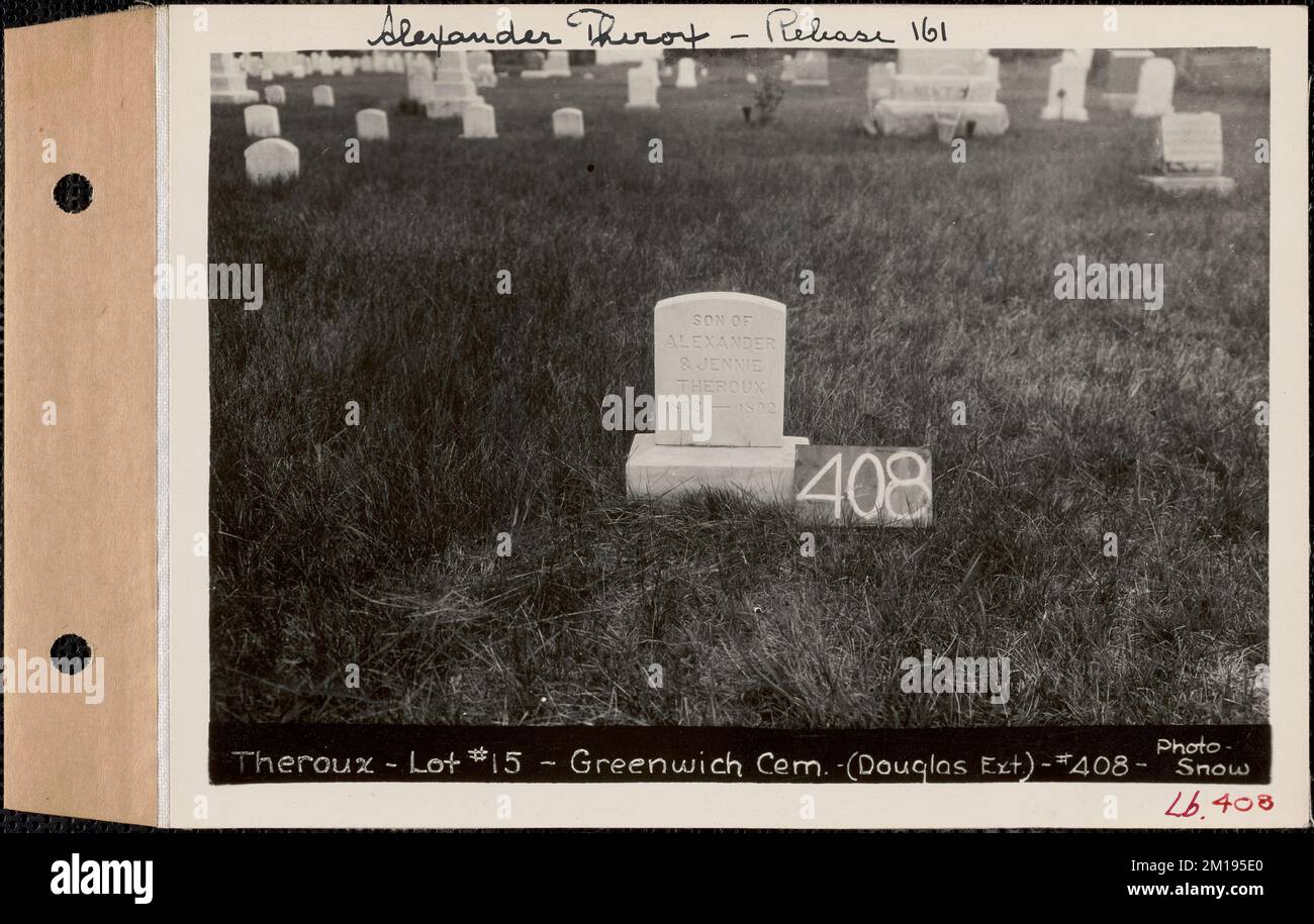 Theroux, Greenwich Cemetery, Douglas Extension, lot 15, Greenwich, Mass ...
