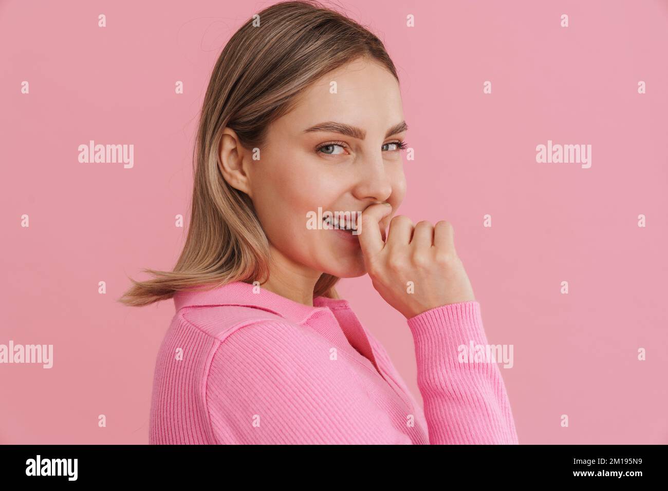 Woman girl looking right side hi-res stock photography and images - Alamy
