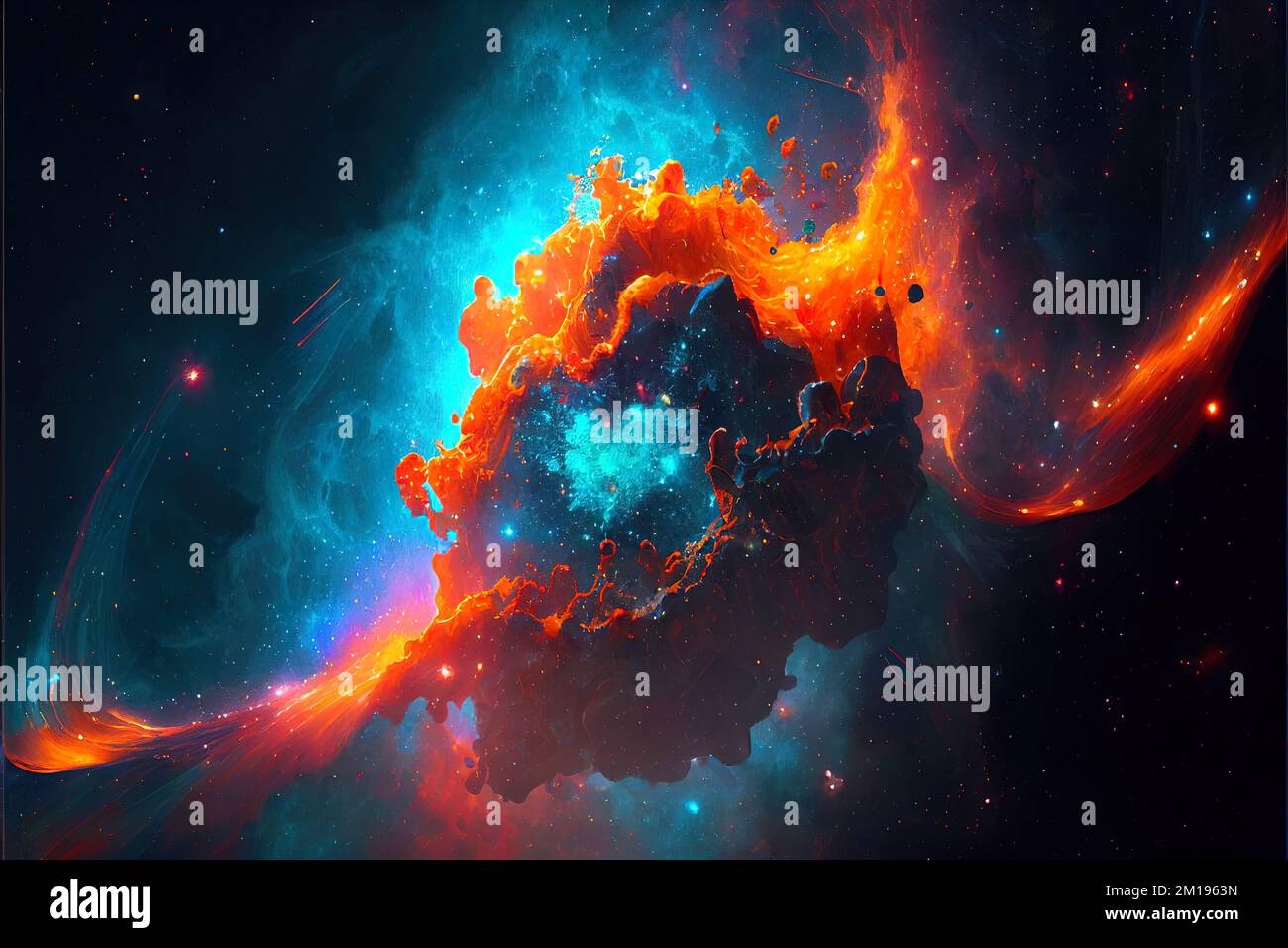 fantastic space landscape with planets and constellations of super ...