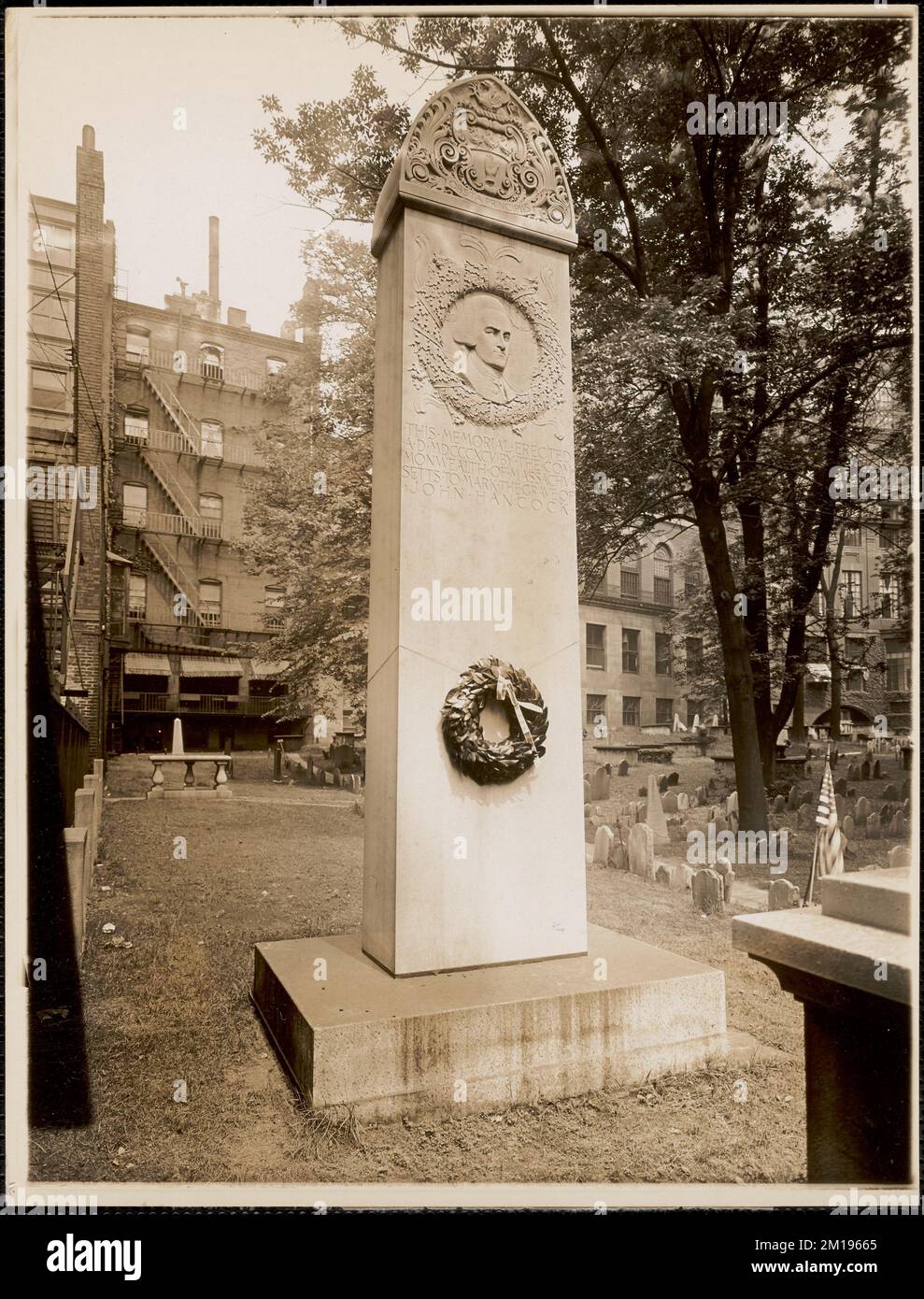 This memorial erected AD MDCCCXCV by the Commonwealth of Massachusetts to mark the grave of John ...