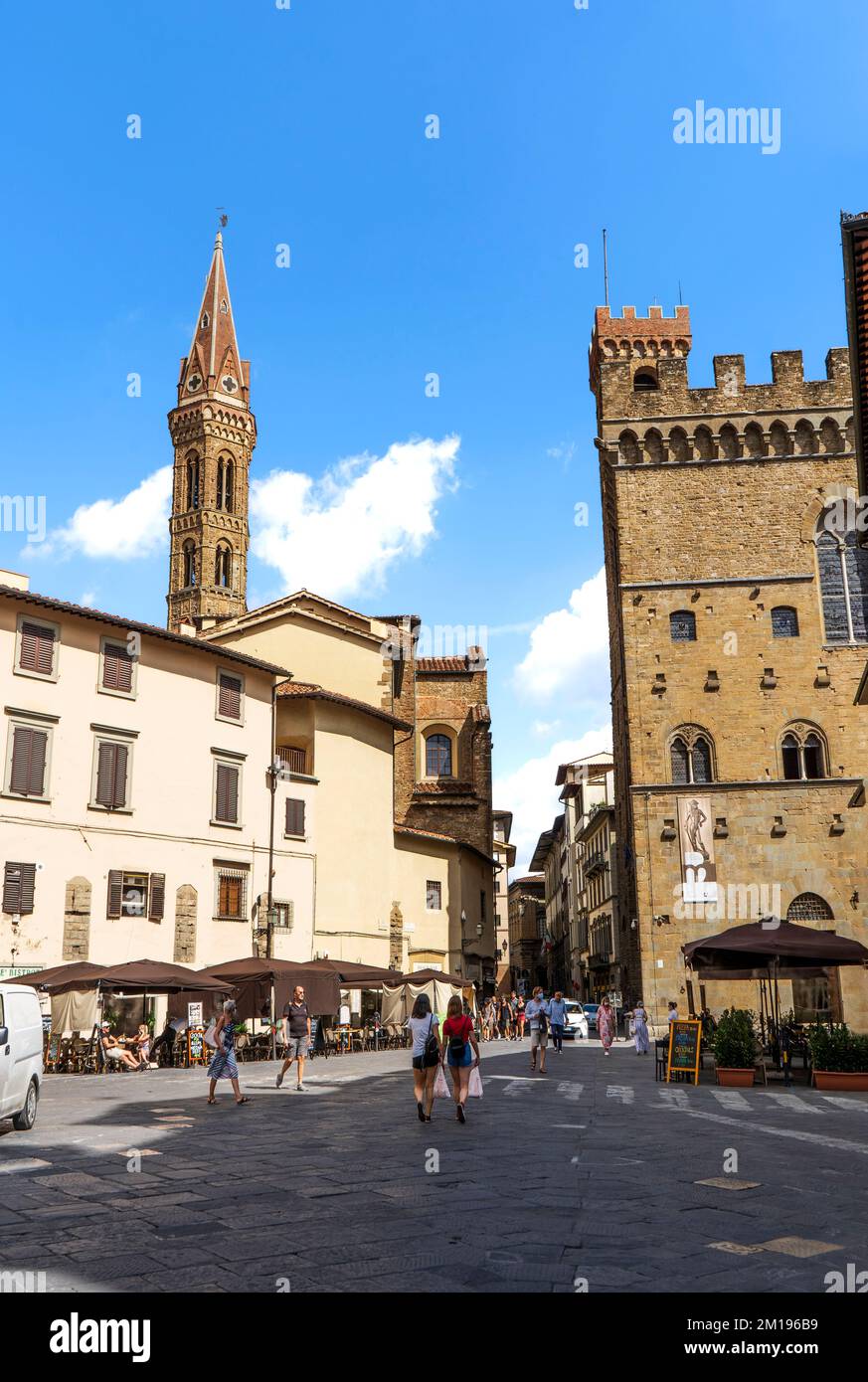 Piazza San Firenze, square with old palaces, the Bargello palace and ...