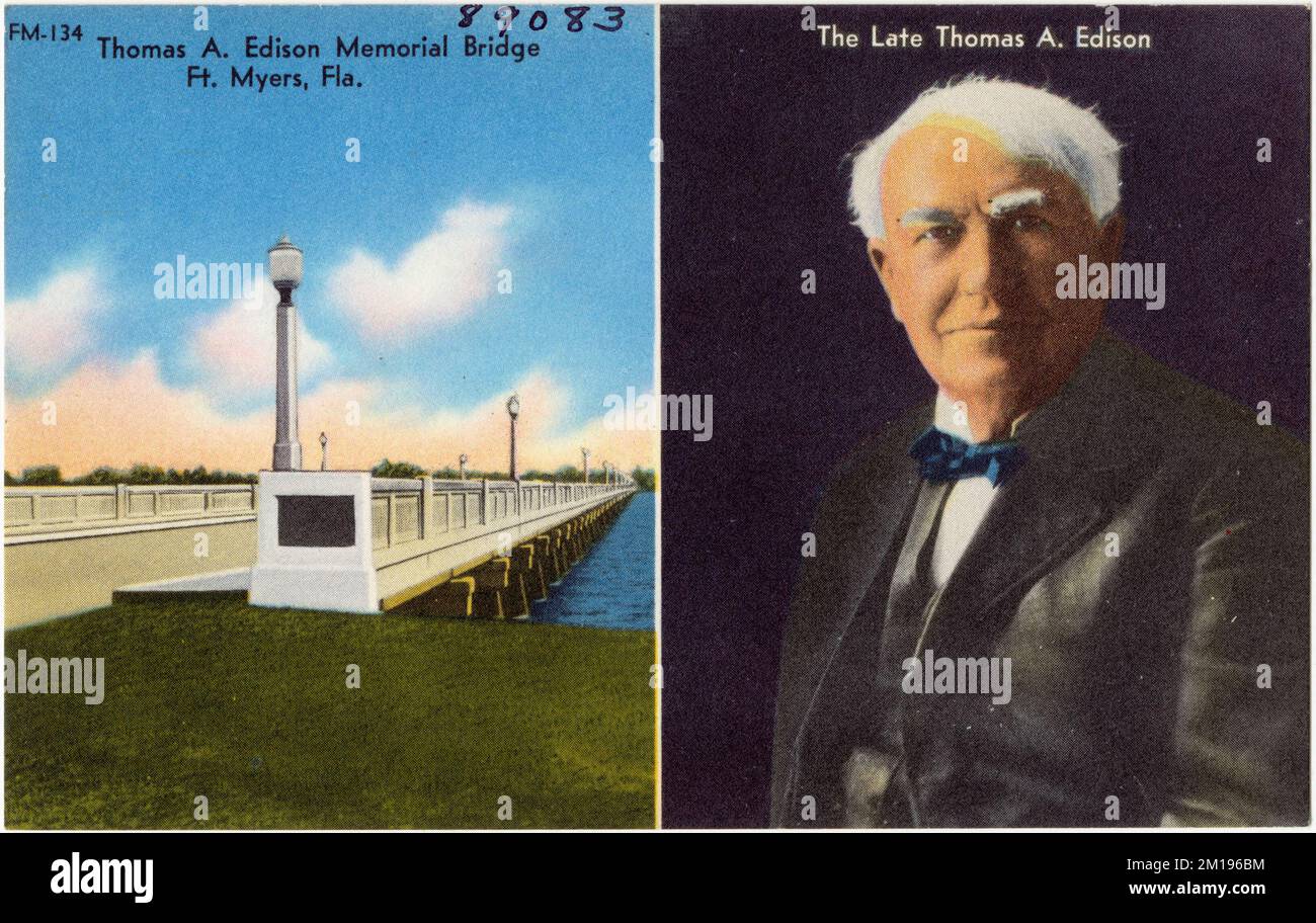 Thomas A. Edison Memorial Bridge Ft. Myers, Fla , Bridges, Tichnor ...