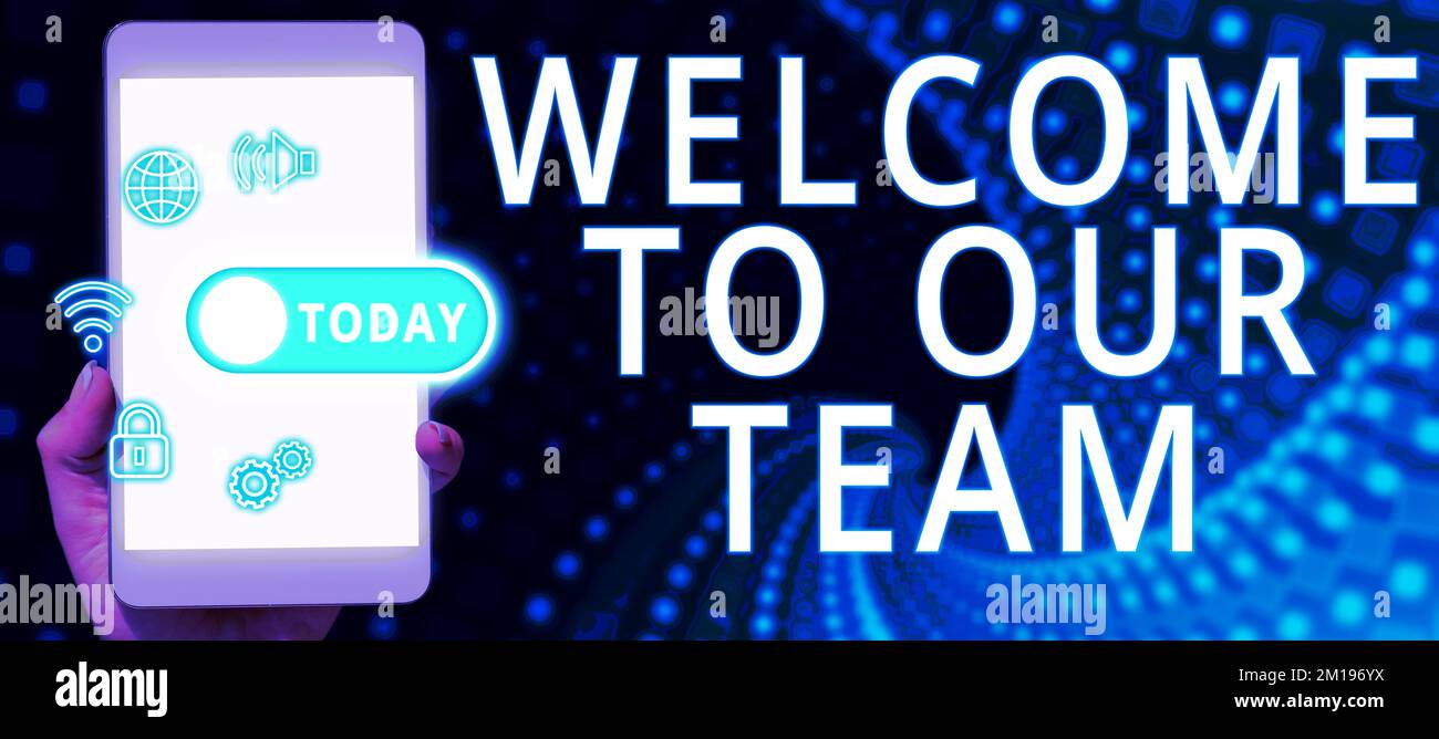 Writing displaying text Welcome To Our Team. Word Written on ...