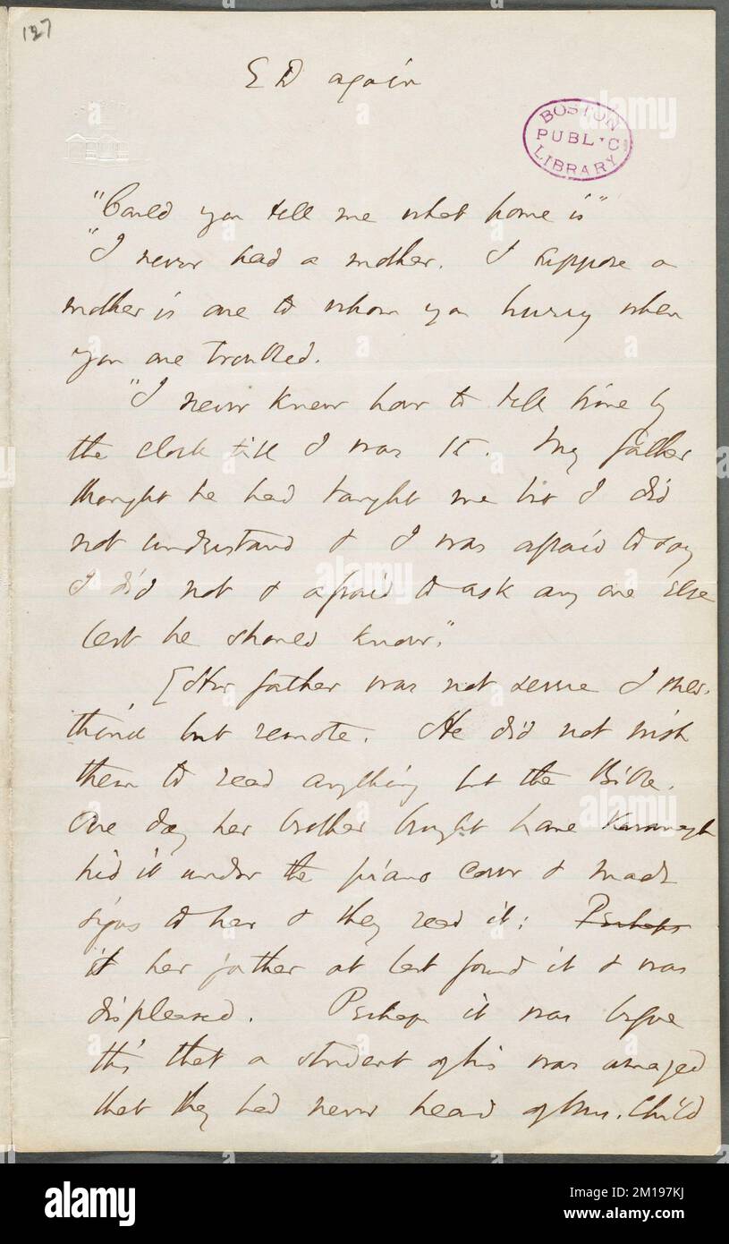 Emily dickinson letter hi-res stock photography and images - Alamy