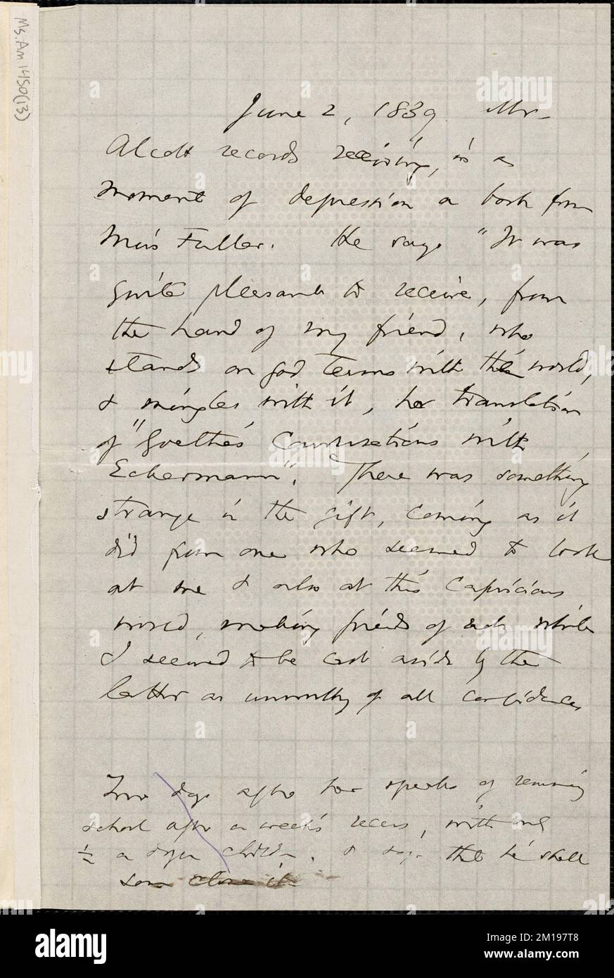 Thomas Wentworth Higginson manuscript notes, 188-? , Alcott, Amos ...