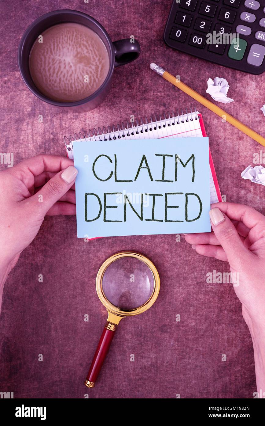 Writing displaying text Claim Denied. Concept meaning Requested ...