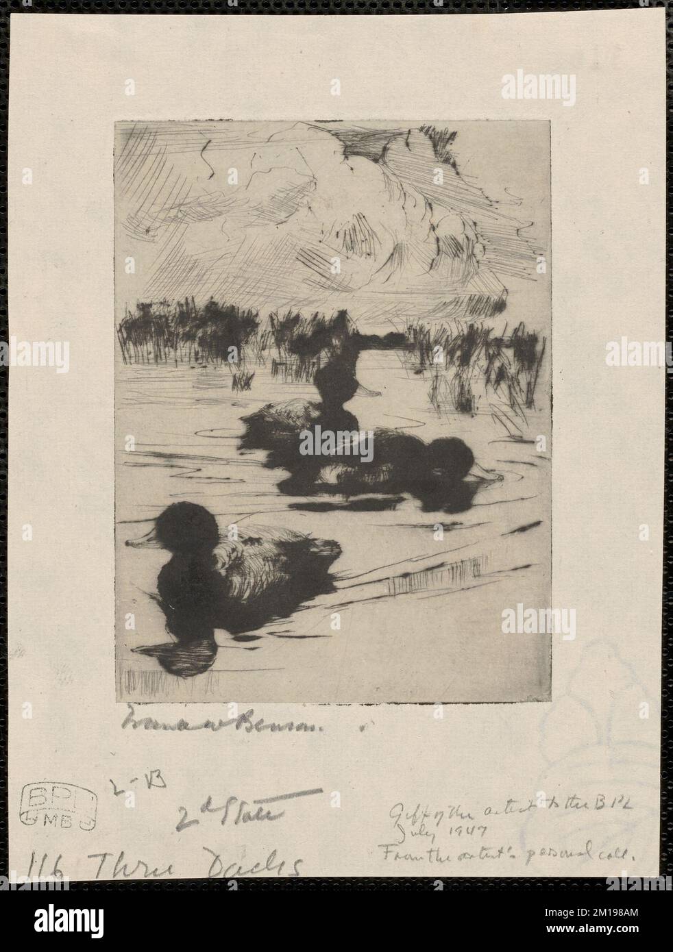 Three ducks , Ducks, Bodies of water. Frank W. Benson (1862-1951 ...