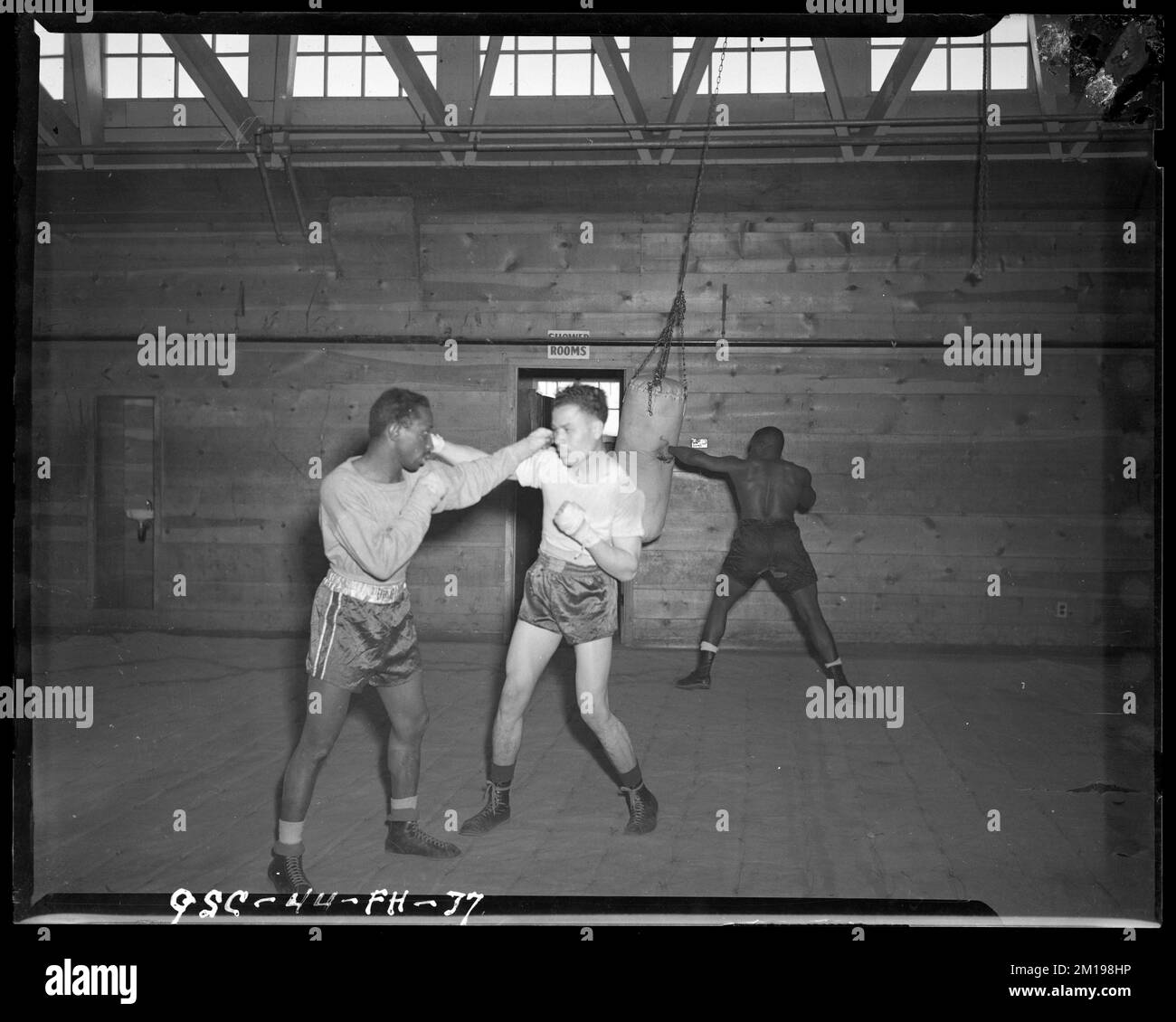 Three men boxing , Boxers Sports. Jack Miller Collection Stock Photo ...