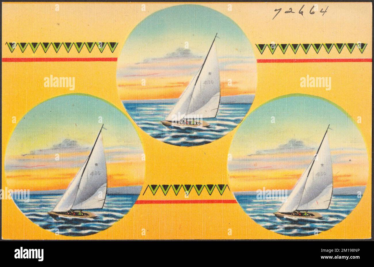Three sailboats , Sailboats, Tichnor Brothers Collection, postcards of ...