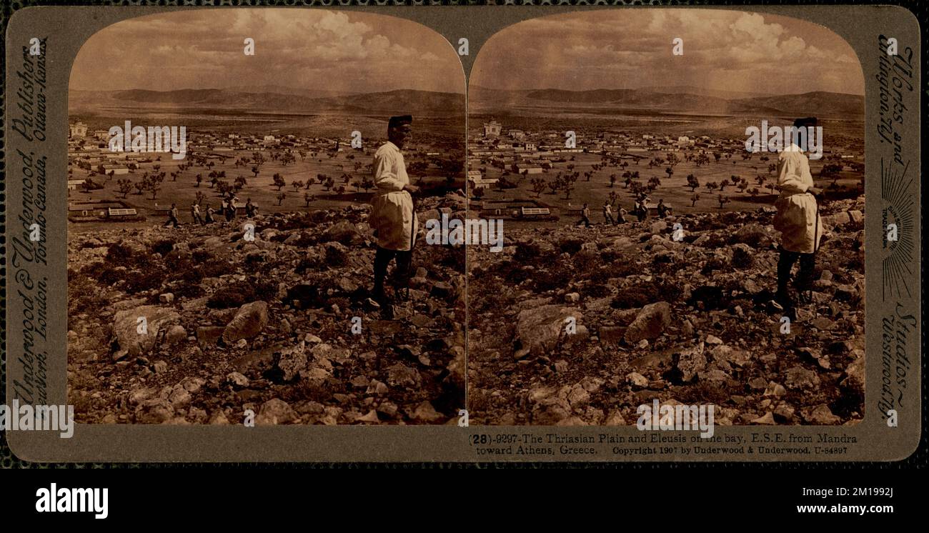 The Thriasian Plain and Eleusis on the bay, E.S.E. from Mandra towards ...