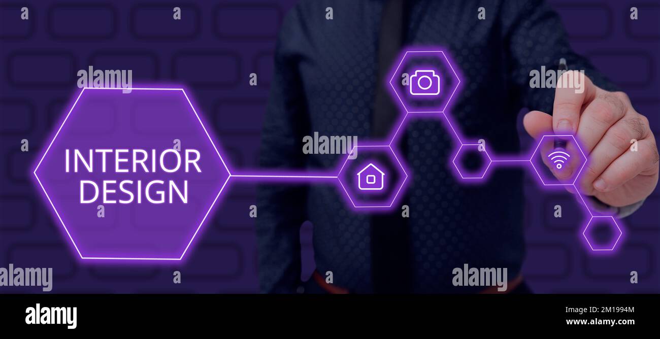 Text sign showing Interior Design. Word Written on the art of designing ...