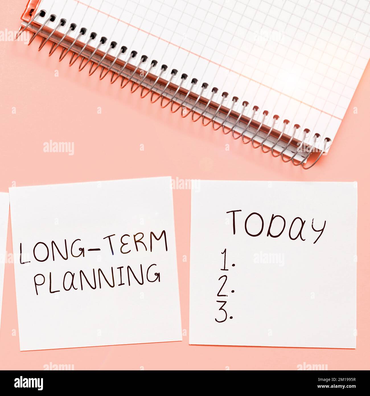 Text caption presenting Long Term Planning. Business approach Establish ...