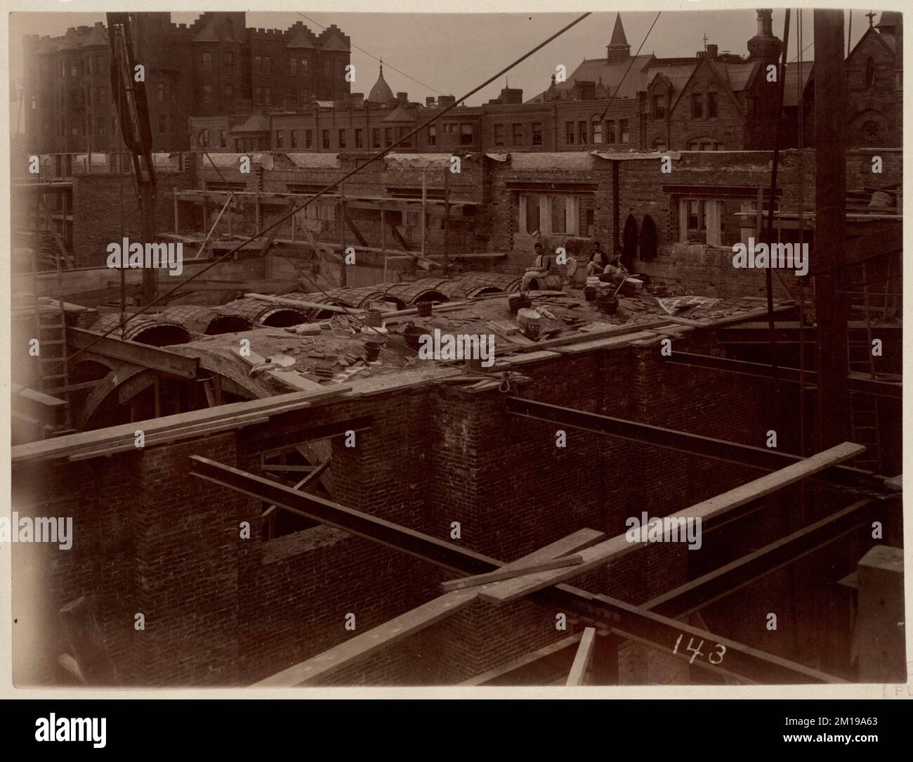 Tile work on Guastavino arches, construction of the McKim Building ...